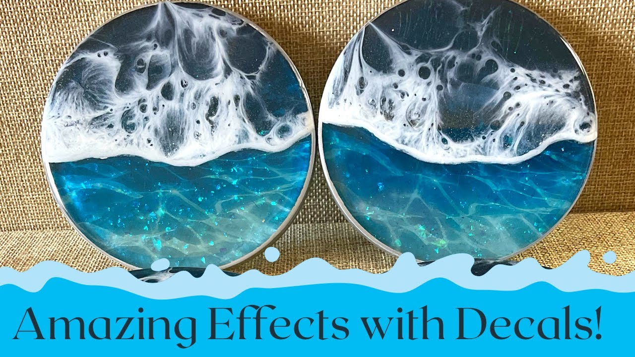 Ocean Resin Coasters - Decals in Resin - Lacing in Waves. A ...