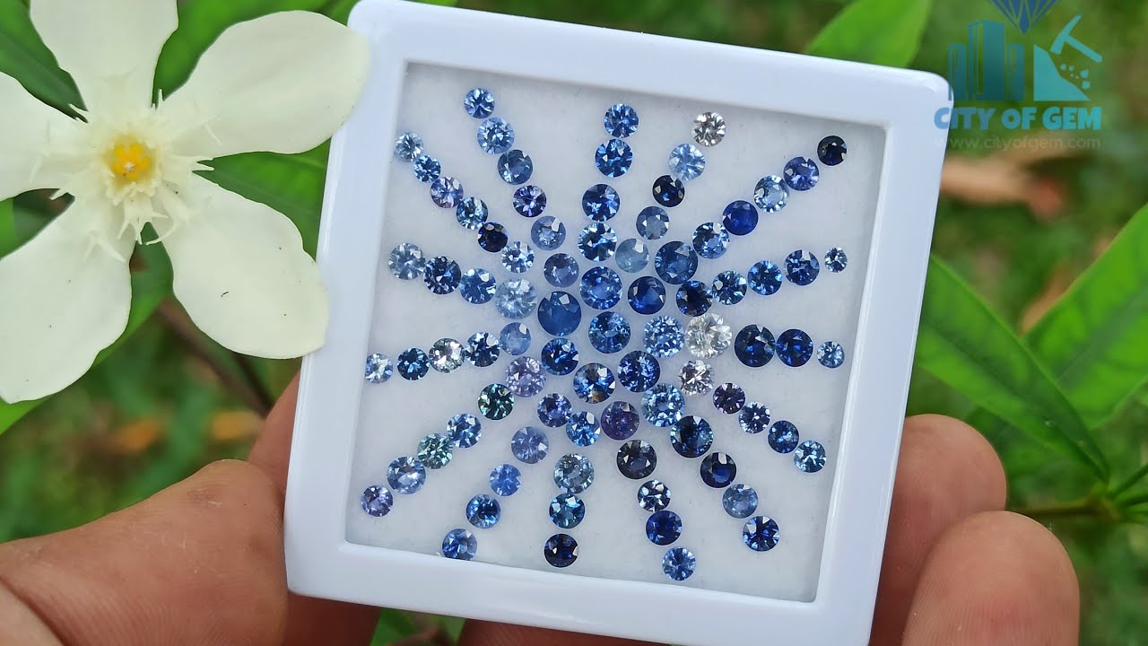 Faceted Blue Sapphire Round Gemstones Collection - YouTube