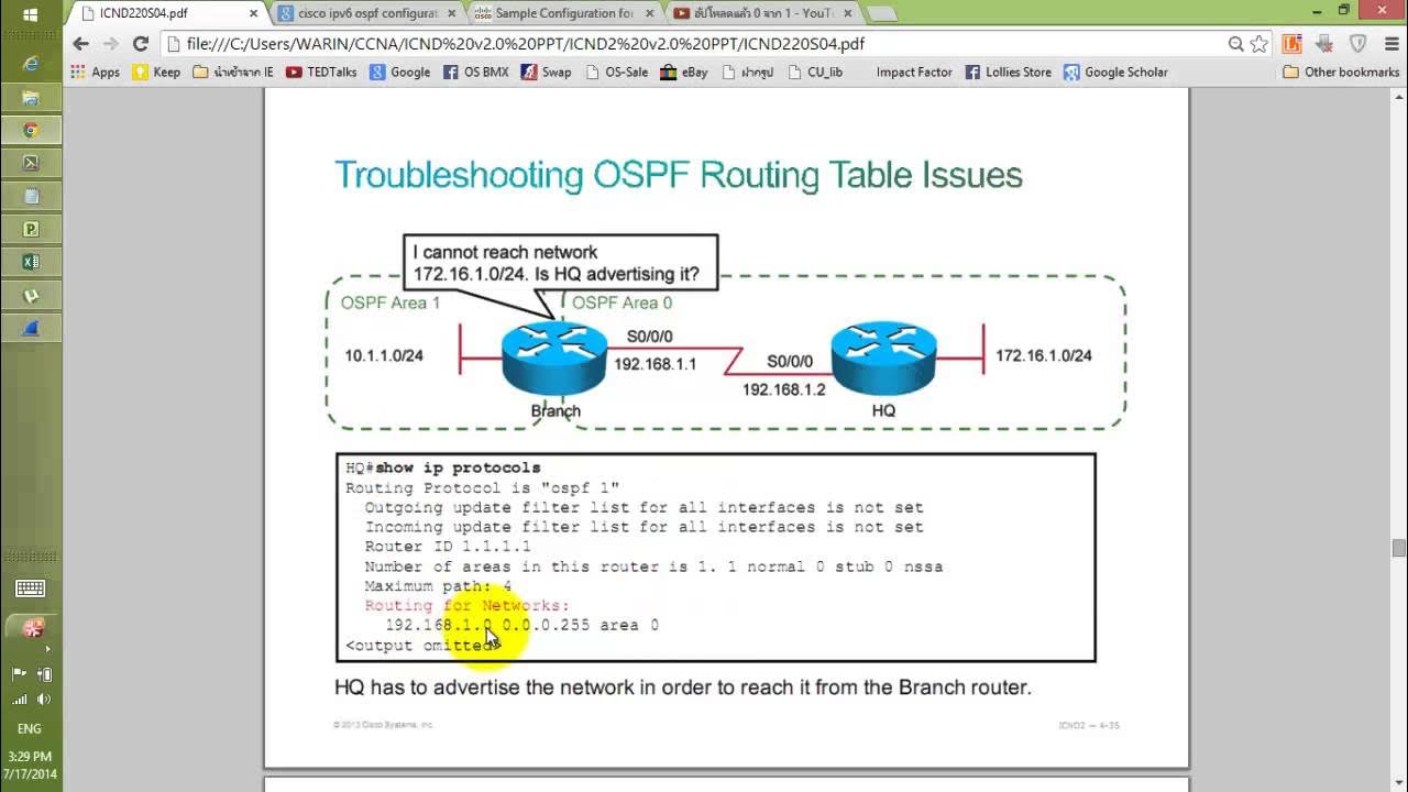 สอน CCNA ICND2 Module 4-3 Troubleshooting multiarea OSPF - YouTube
