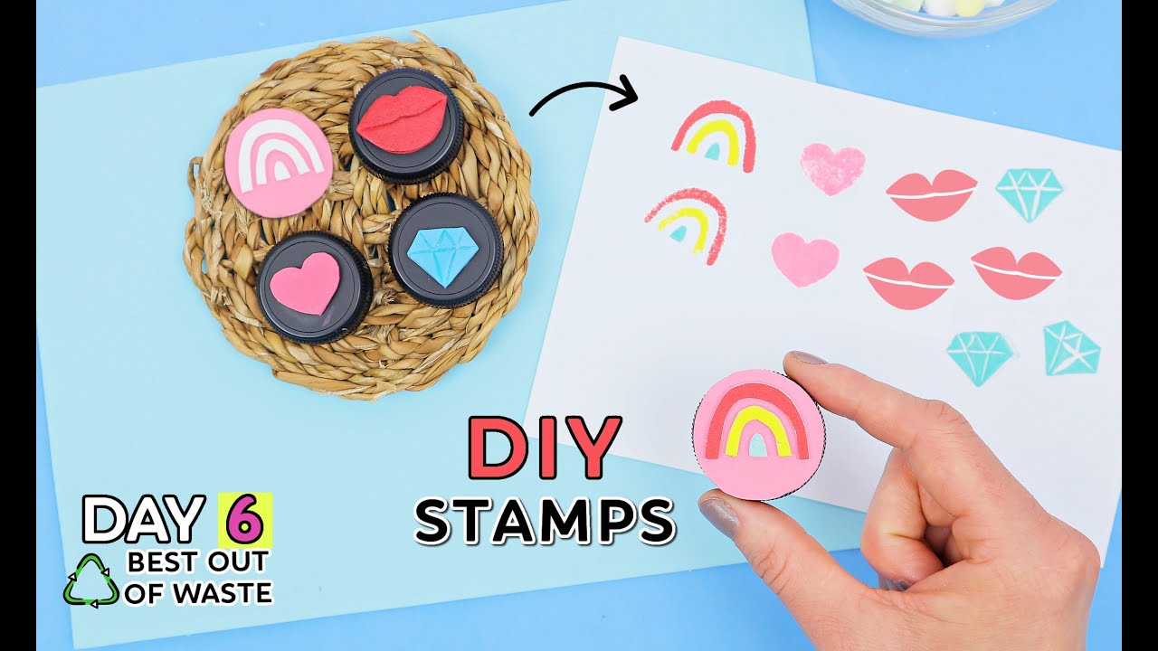 DIY FANCY STAMPS AT HOME - Best Out Of Waste Using Plastic Bottle Caps ...