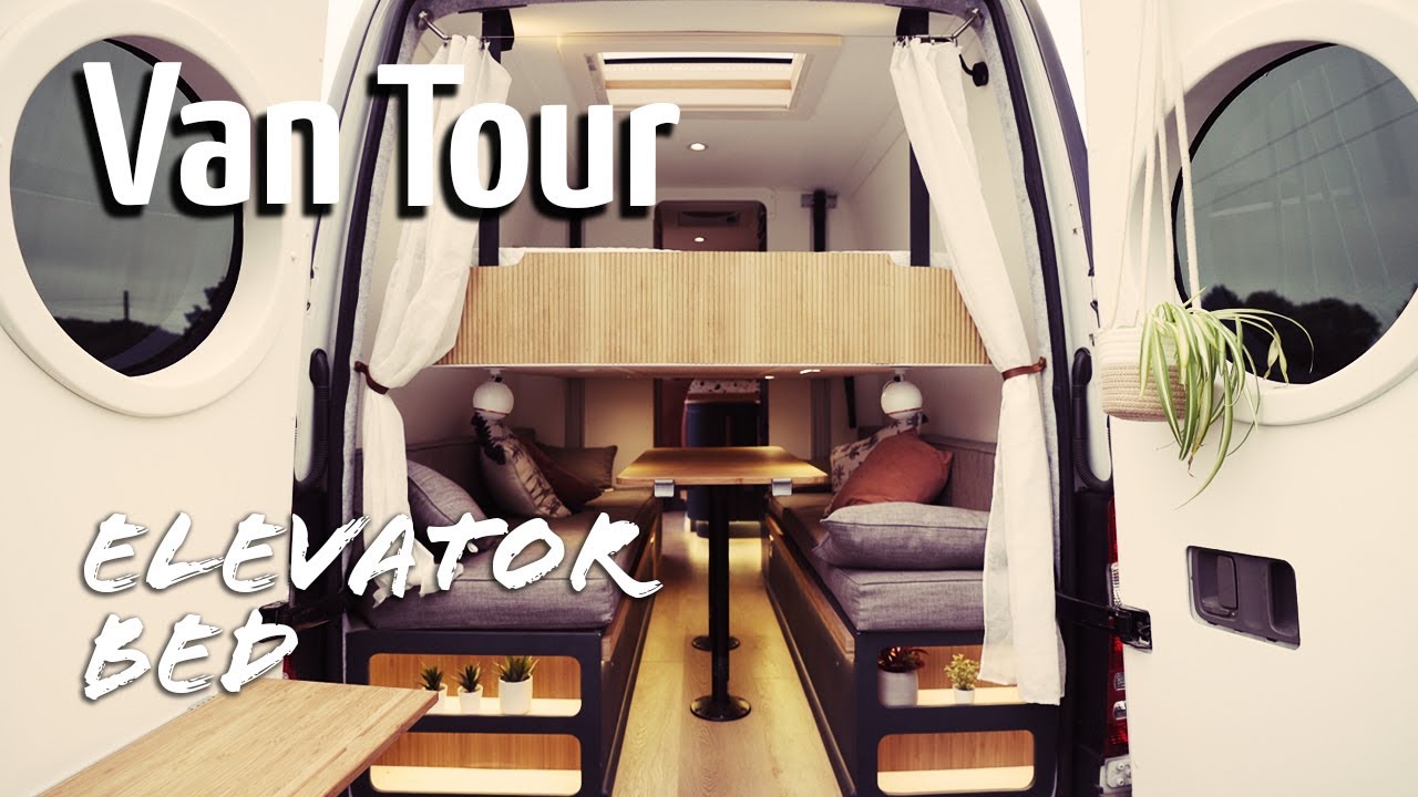 VAN TOUR | 5 BERTH WITH AN ELAVATING BED | LWB Mercedes Sprinter - YouTube