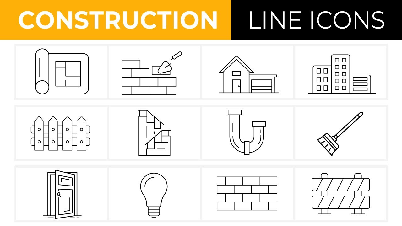 Animated Construction Line Icons Pack - Adobe After Effects Template ...