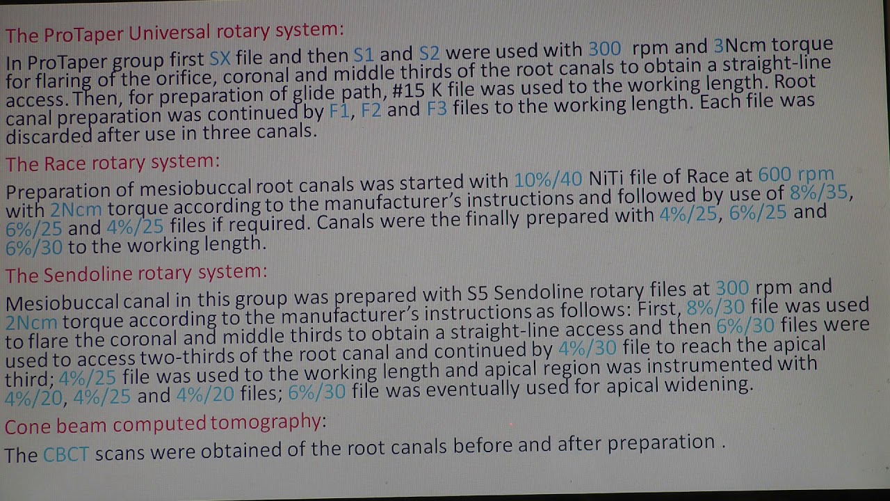 Comparison of ProTaper, Race and Sendoline rotary systems using CBCT ...