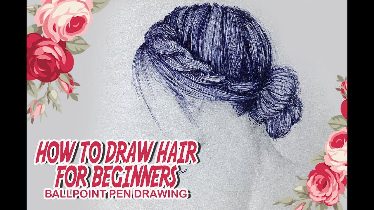 HOW TO DRAW HAIR FOR BEGINNERS | BALLPOINT PEN DRAWING | lou cagumbay ...