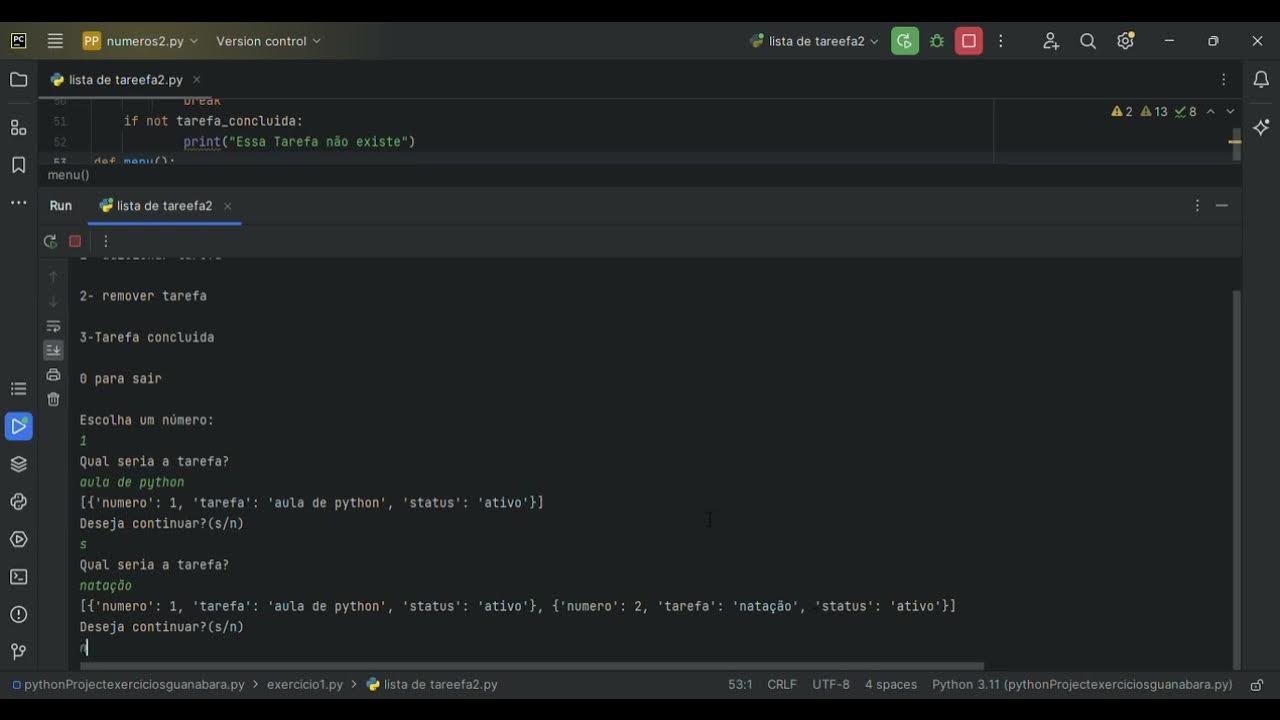 Gerenciamento de Tarefas em python ap2 - YouTube