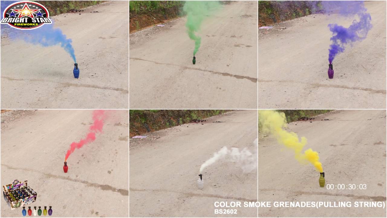 COLOR SMOKE GRENADES (PULLING STRING) BS2602 by Bright Star Fireworks ...