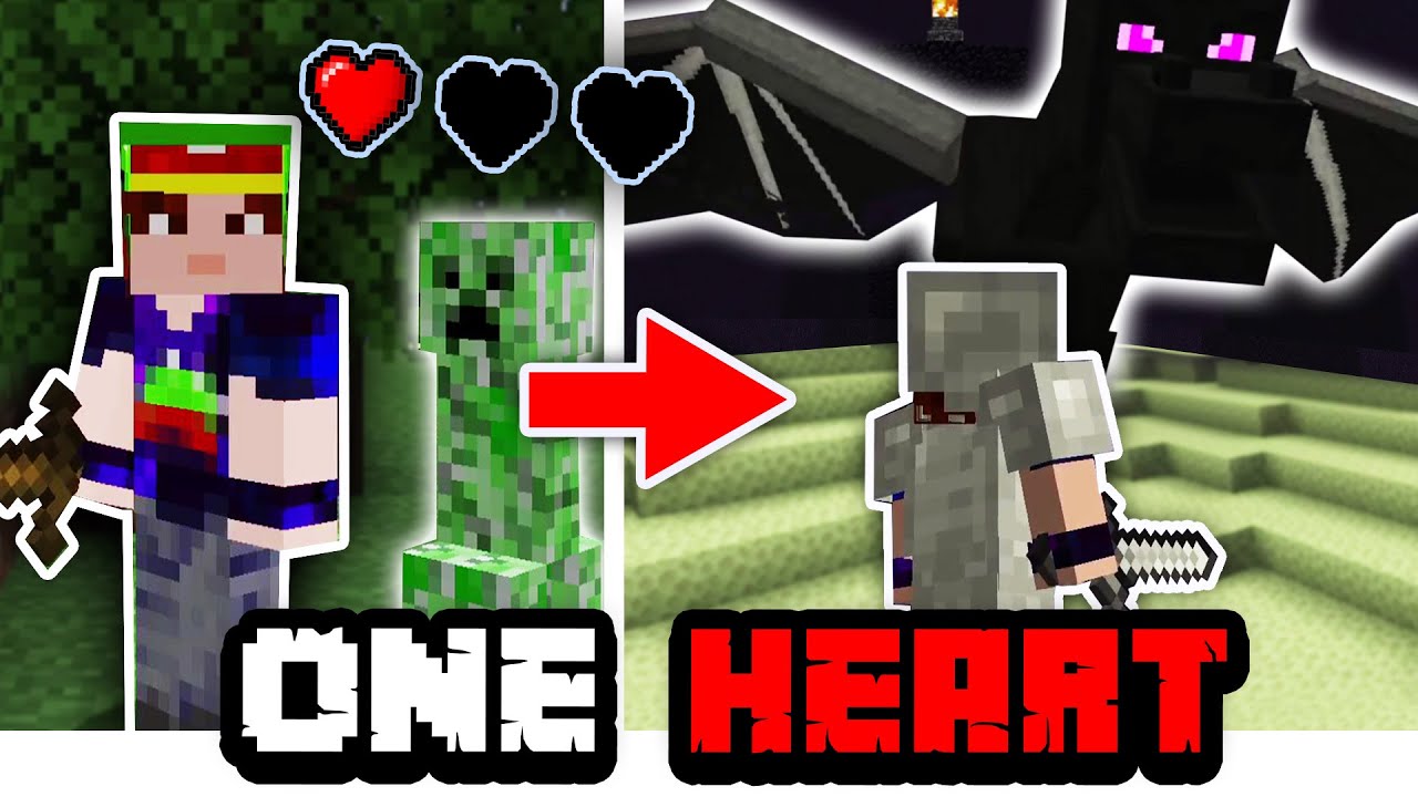 I beat Minecraft with only ONE HEART - YouTube