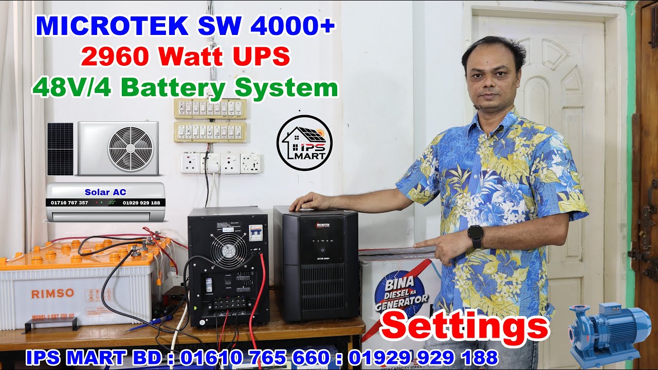 Microtek JUMBO SW 4000+ UPS Settings - YouTube