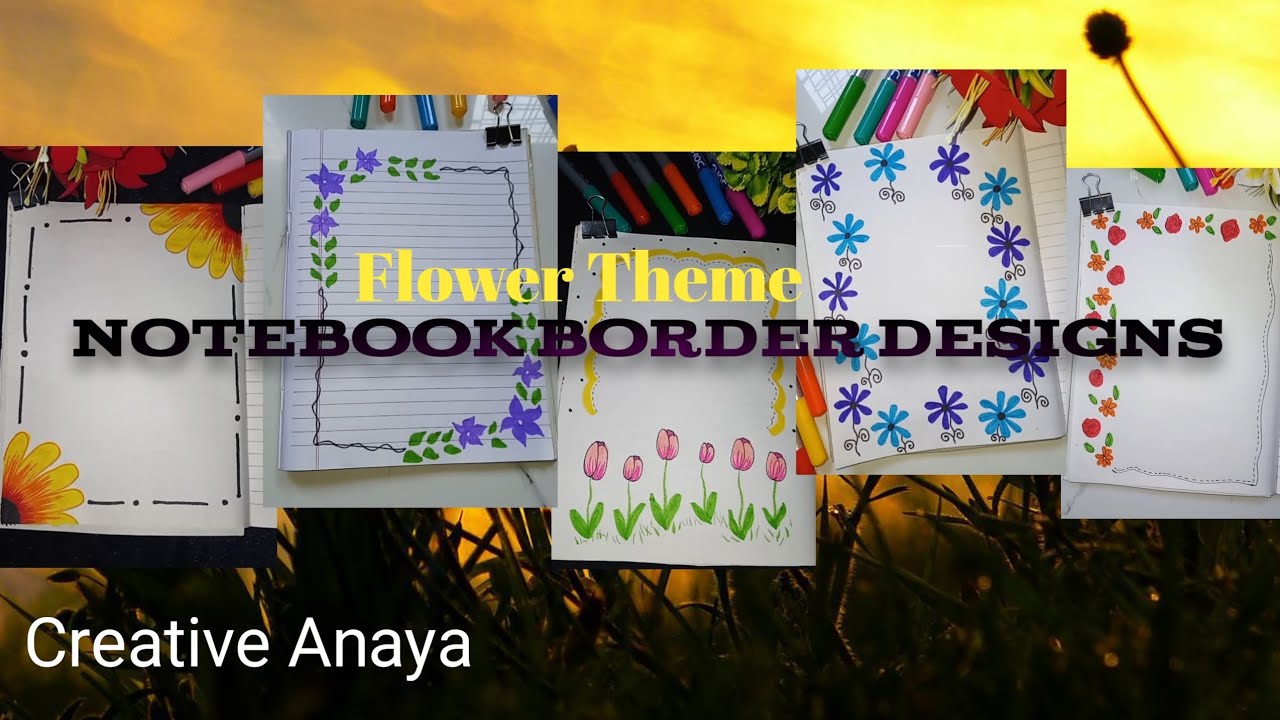 Flower Theme Notebook Border Designs🌷 #youtube #easydrawing #trending # ...