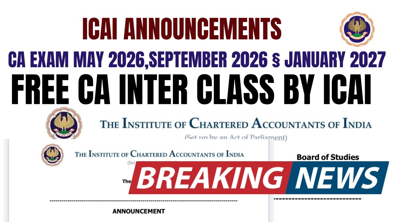 ICAI Released CA intermediate free class Schedule For May 2026 ...