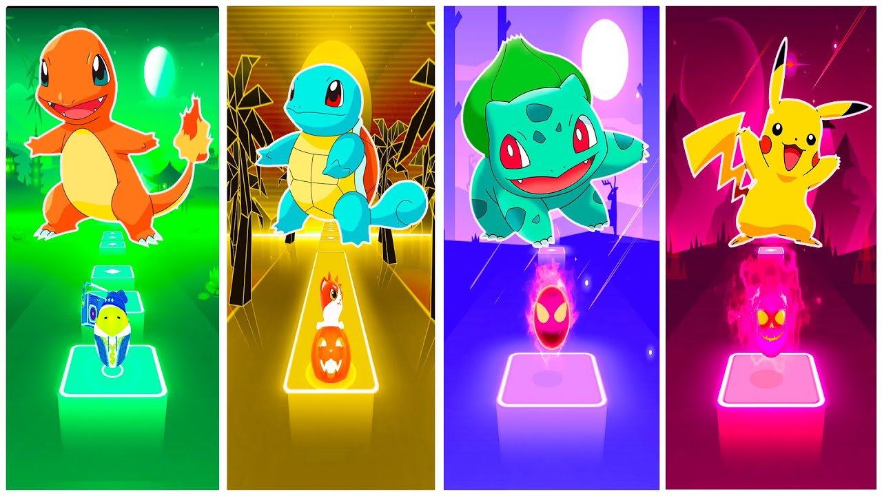 Pokemon music battle in Tiles hop edm rush - YouTube