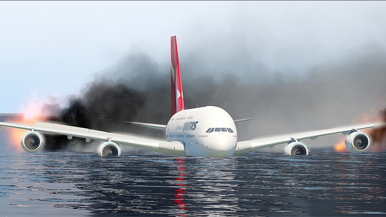 A380 Emergency Landing On Water After Engines Catch Fire | X-Plane 11 ...