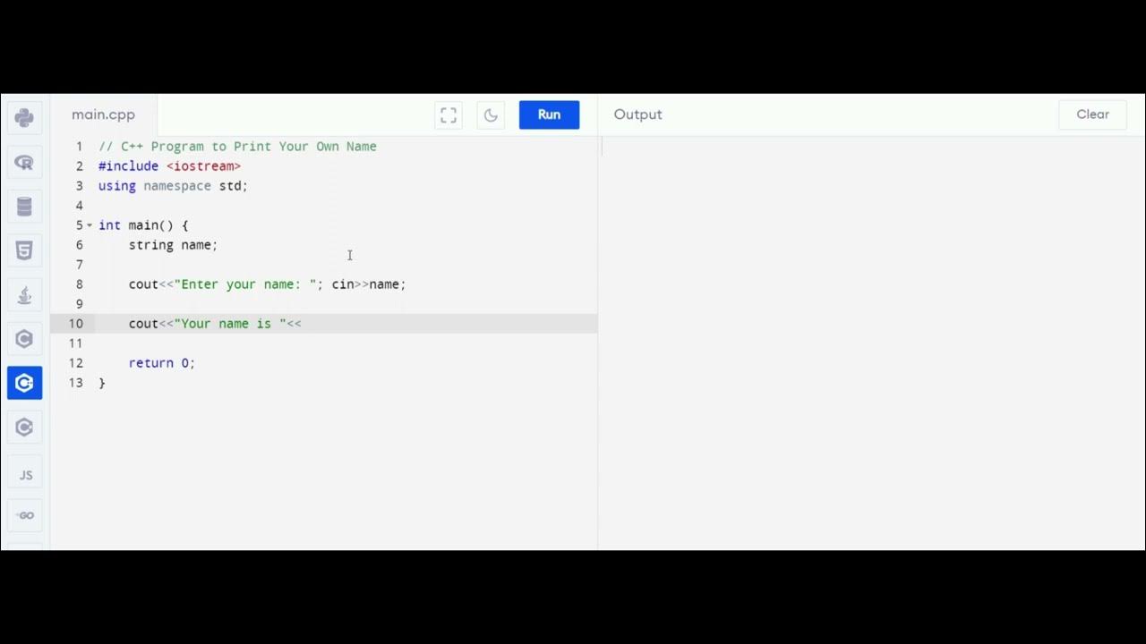C++ Program to Print Your Own Name—Basic Programs—in Urdu, Hindi - YouTube