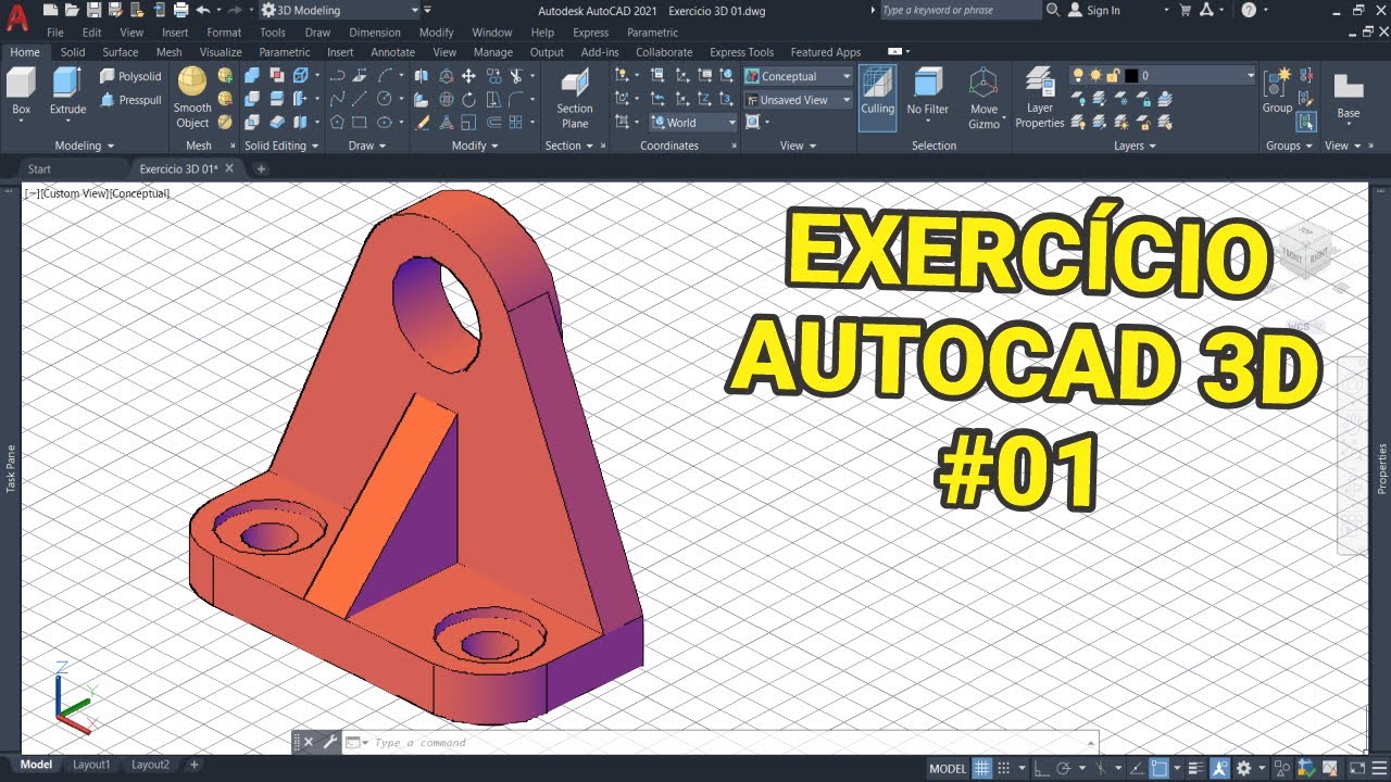 🔸Exercício AutoCAD 3D #01 - YouTube