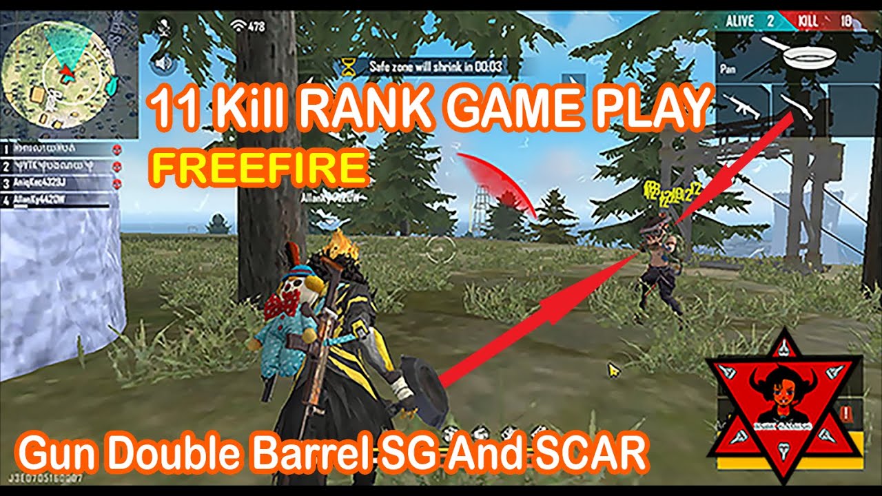 11 KILL USE Gun Double Barrel SG And SCAR |FREEFRIRE GAME PLAY - YouTube