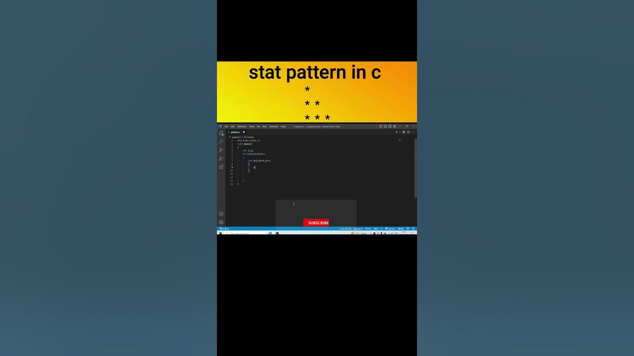 Star Pattern In C Programming Star Pattern In C Shorts Sameercoding Youtube 