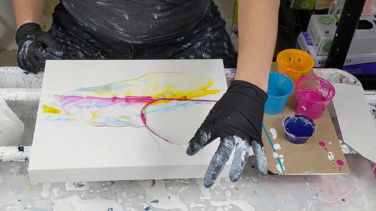 (649) Fluid painting string pull with a smooth ribbon - YouTube