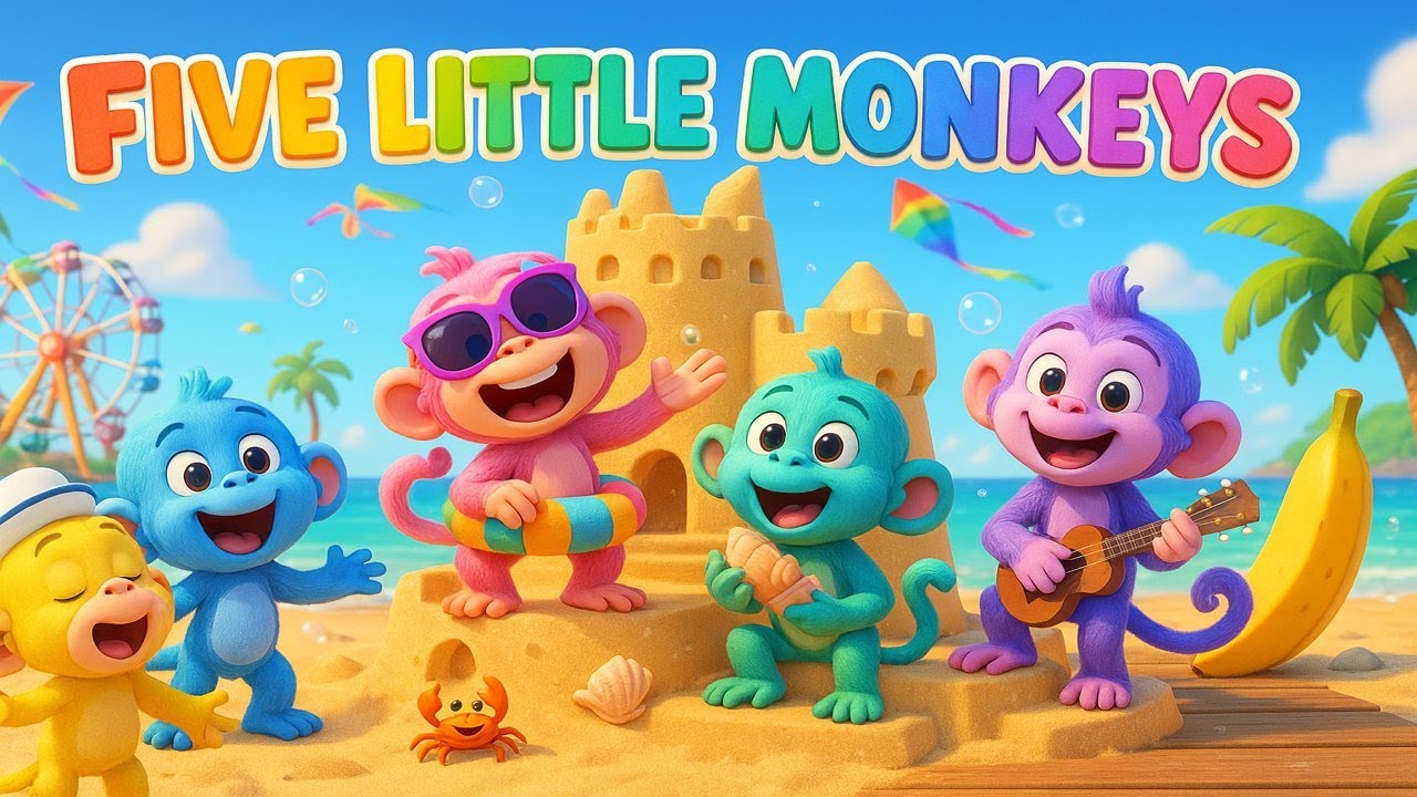Five Little Monkeys Counting 🎶🐒 – Fun Sing-Along Song - YouTube