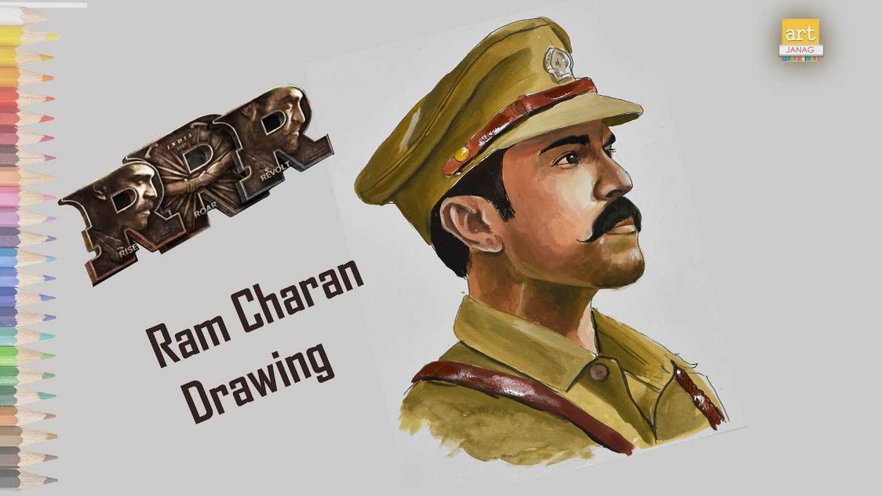 RRR Movie Ram Charan drawing easy || How to draw Ram Charan drawing ...