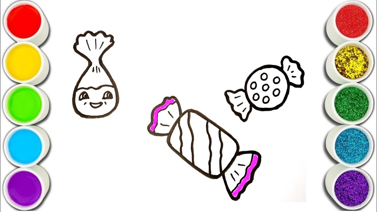 Delicious candy Drawing,Painting and Coloring for Kids, Toddlers Easy ...