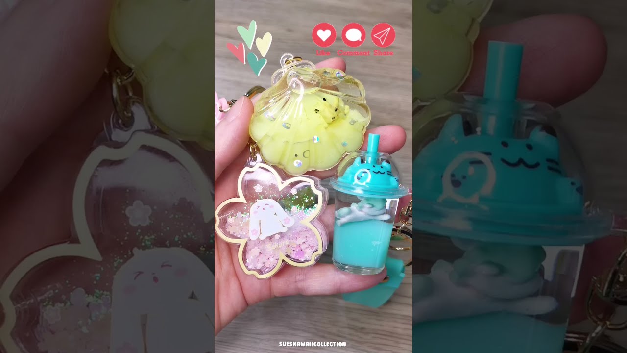 Cute Water Charm Liquid Keychain #shorts - YouTube