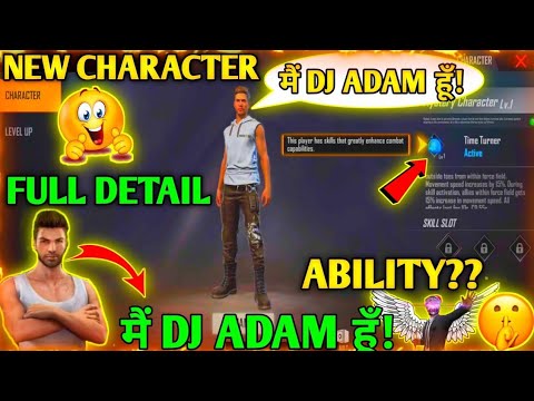 FREE FIRE ADAM CHARACTER HOW TO ADD SKILL | FREE FIRE ADAM TO DJ ADAM ...