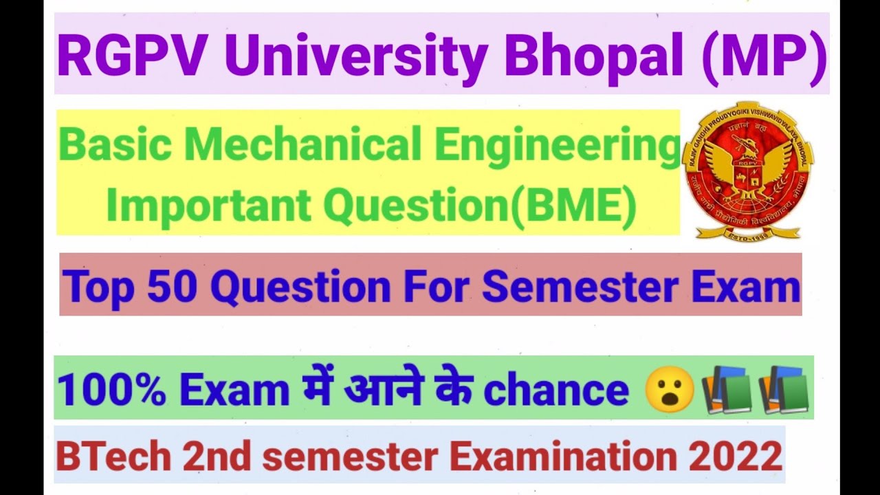 RGPV Basic Mechanical Engineering Important Question || RGPV BTech 1st ...