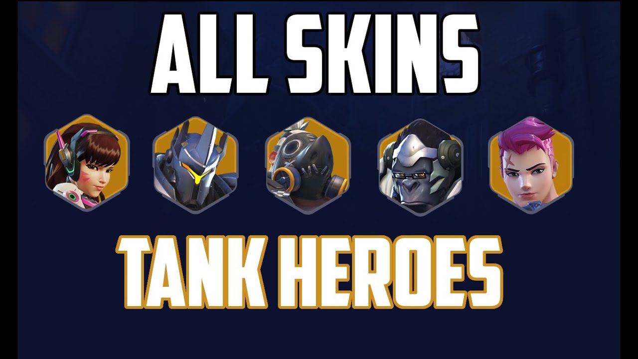 Overwatch | All TANK HEROES Skins - YouTube