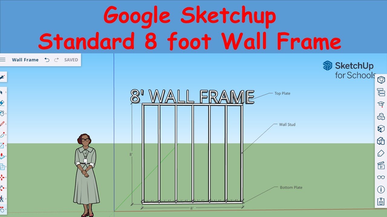 How to Draw a Standard 8 foot Wall Frame using Google Sketchup - YouTube