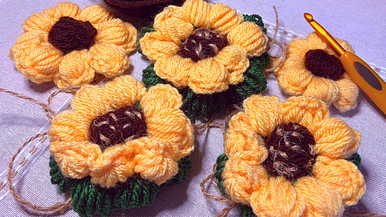 How To Crochet a Fall 3D Sunflower/ Easy Crochet Pattern - YouTube