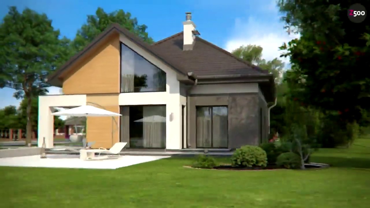 Мансардный проект дома с гаражом Z288 от Z500 - YouTube