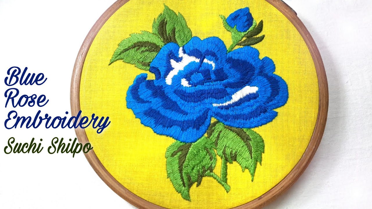 Blue Rose Flower Embroidery | Valentine's Day Rose Hand Embroidery ...
