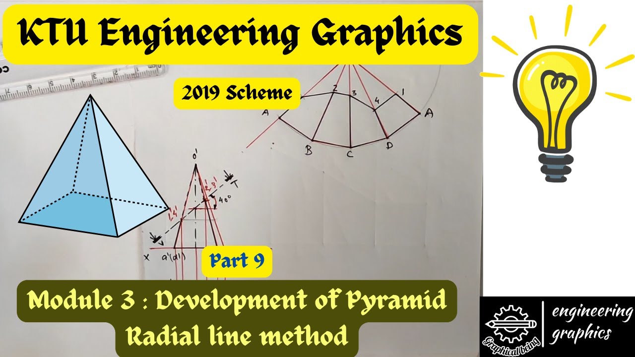 KTU Engineering Graphics; Module 3 Part 9 : Development of Pyramid ...