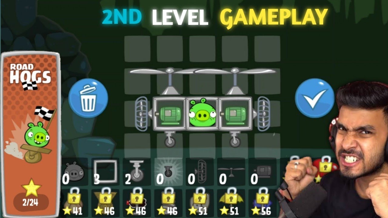 BAD PIGGIES ROAD HOGS 2ND LEVEL GAMEPLAY || BAD PIGGIES ALL LEVEL ...