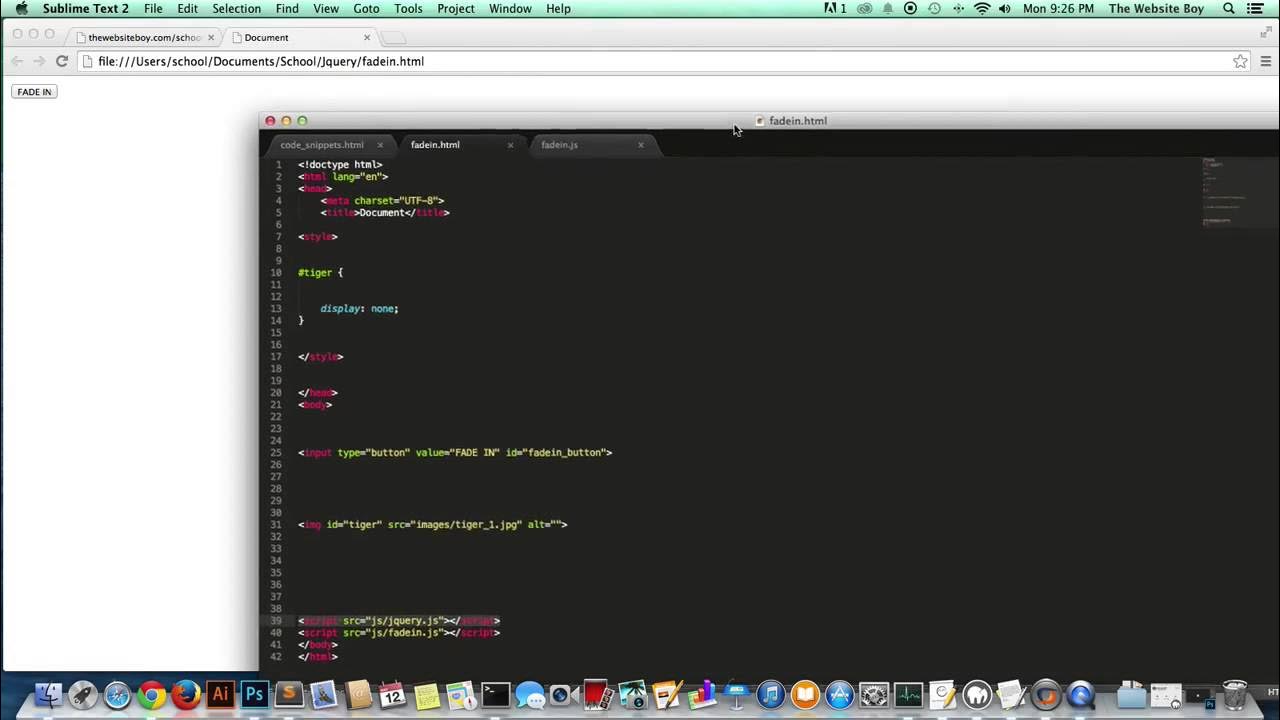 JQuery TuTorial #8 HOW CAN I FADE IN A DIV USING JQUERY FOR BEGINNERS - YouTube