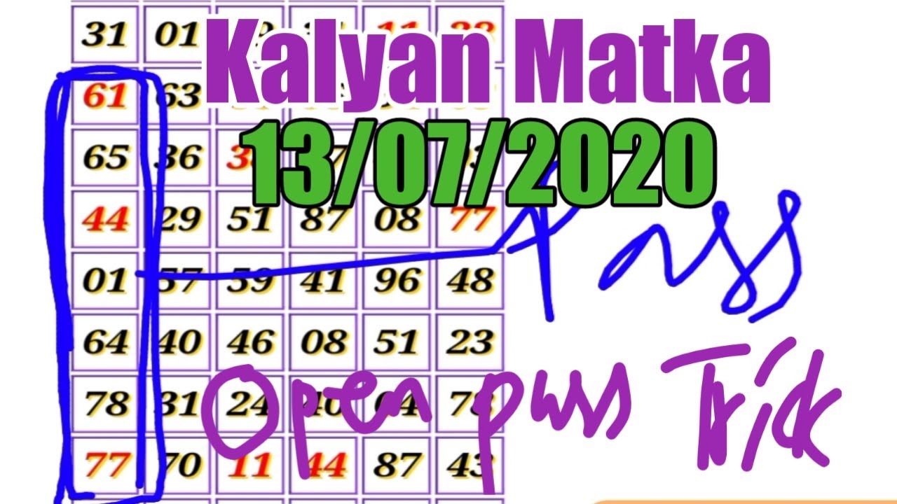 Kalyan Matka today 13/07/2020,,Kalyan single Jodi,,Kalyan Matka open ...