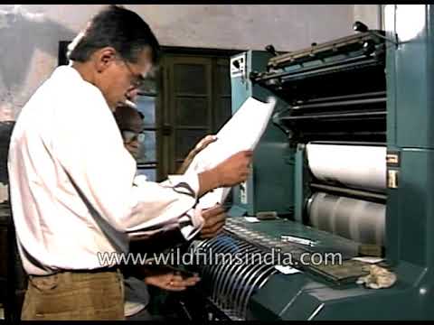 Indian men work at a printing press in olden days - YouTube