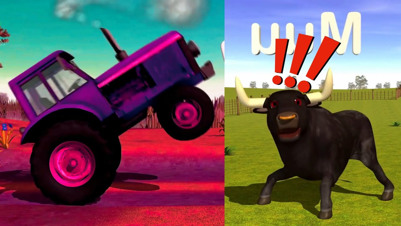 EL POLLITO PIO TRACTOR VERSUS TORO JUEGO - neón EFECTOS - YouTube