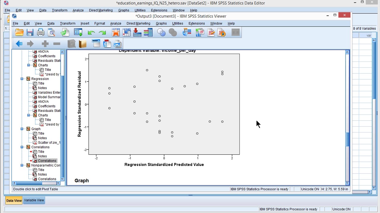 V12.13 - Heteroscedastic Data Example in SPSS - YouTube