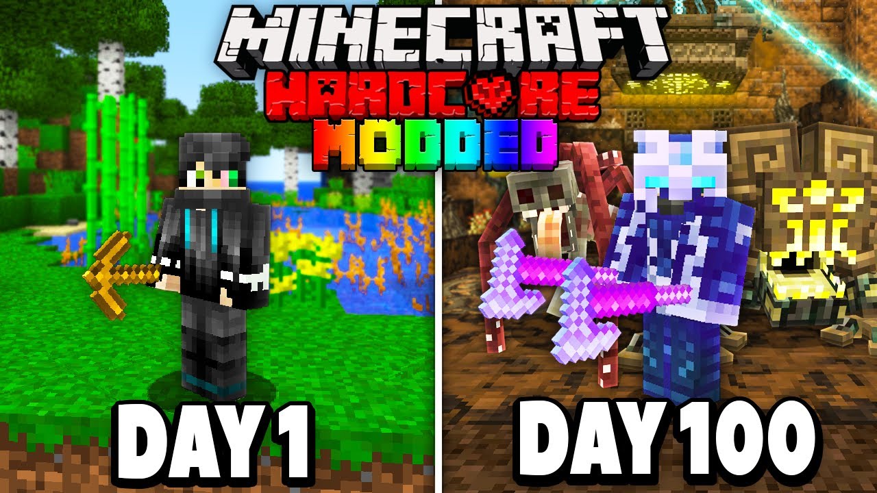 I Survived 100 Days in Hardcore Modded Minecraft.. (1000+ Mods) - YouTube