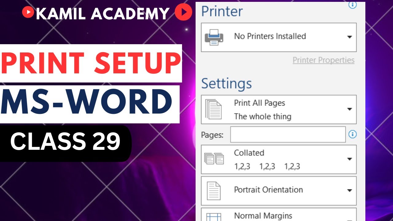 Ms Word Print Page Setup Tutorial In Pashto Language Class 29