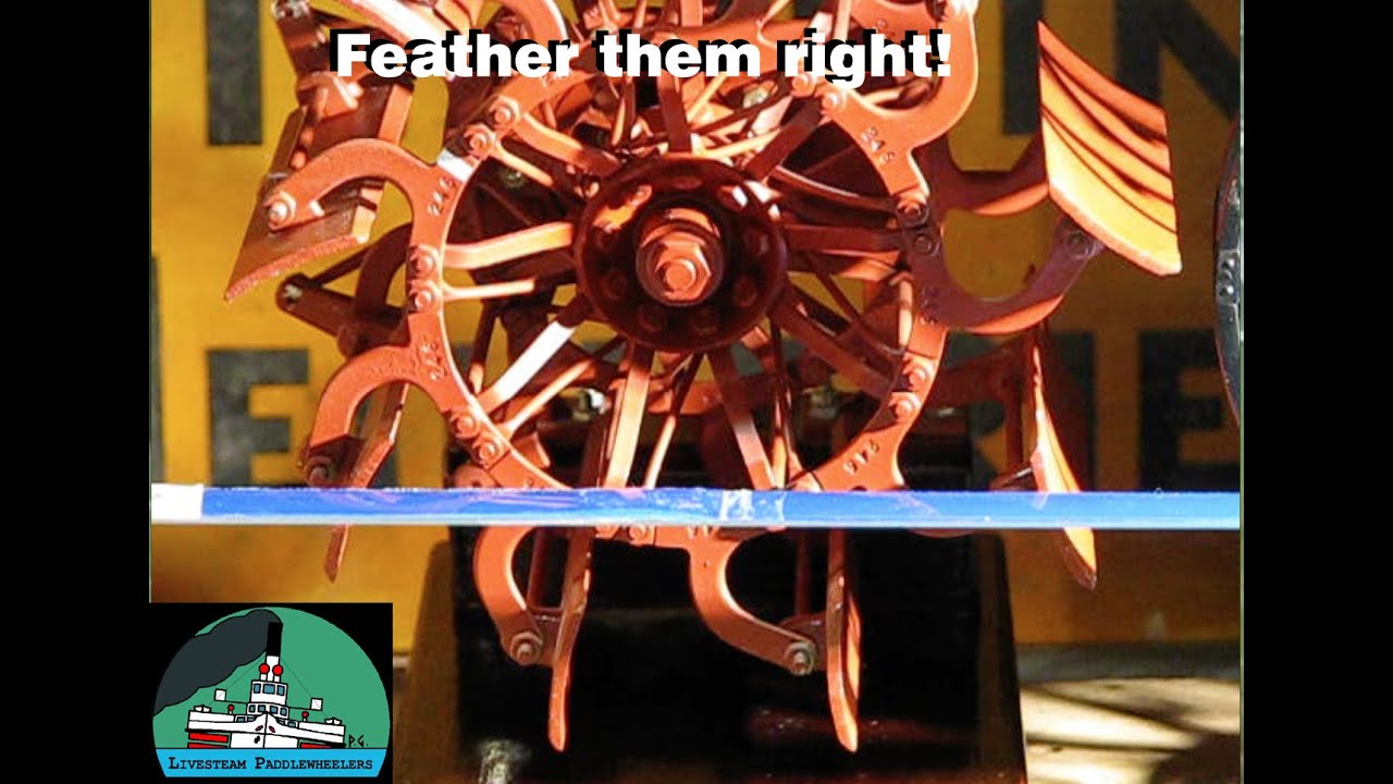 Steamboat RC model. Feathering paddle wheel - Setting a Glasgow paddle ...