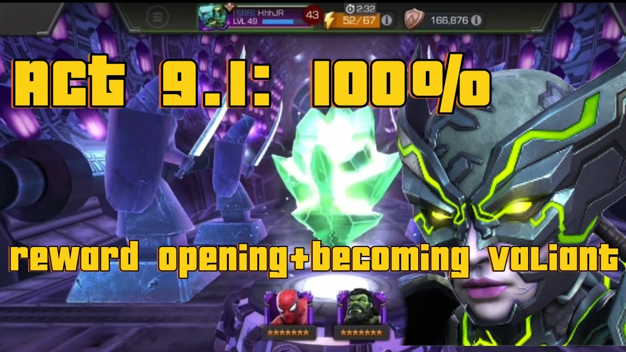 Act:9.1- 100%reward opening + becoming valiant on baby account.#mcoc # ...