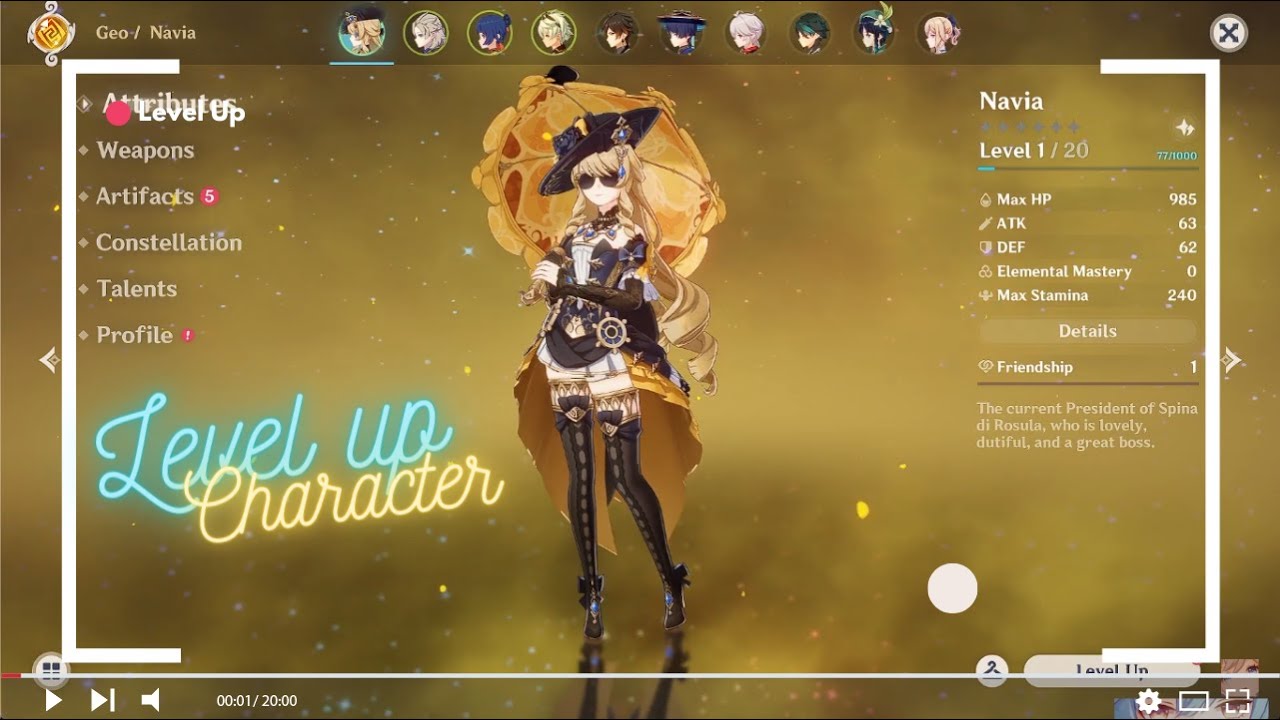 Leveling Up New Fontaine Character Navia to Max Level - Genshin Impact ...