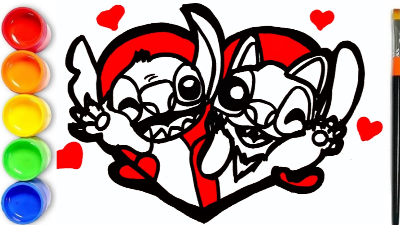 🔵 ️ How to Draw Stitch and Angel Love from Lilo and Stitch | Stitch ...