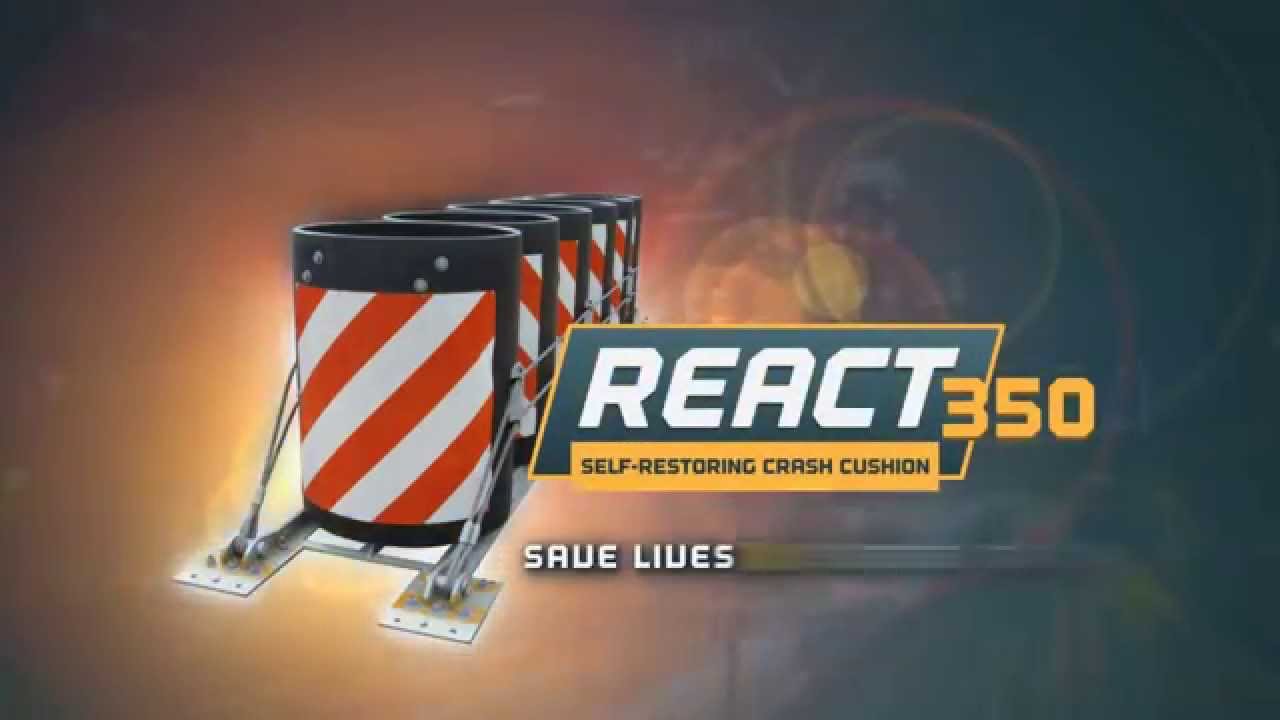 REACT 350 Severe Use, Self-Restoring Crash Cushion - YouTube