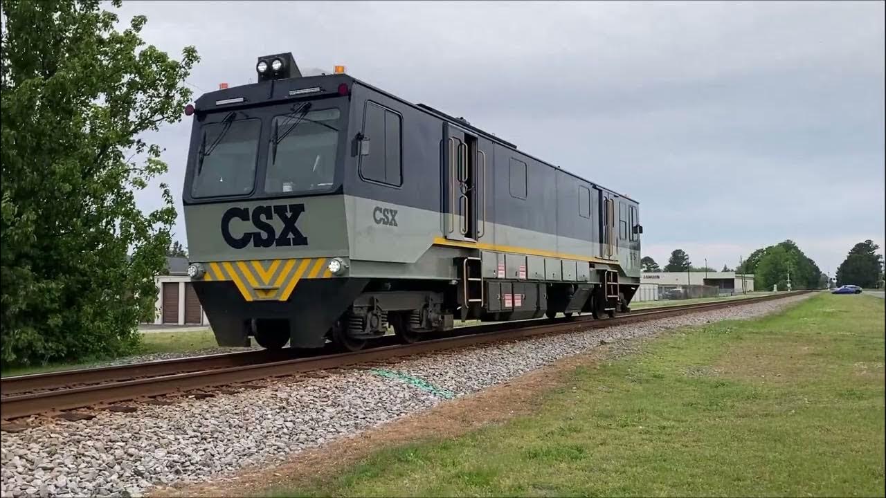 CSX W002 GMS-2 Geometry Car Rolls Through Benson, NC - YouTube