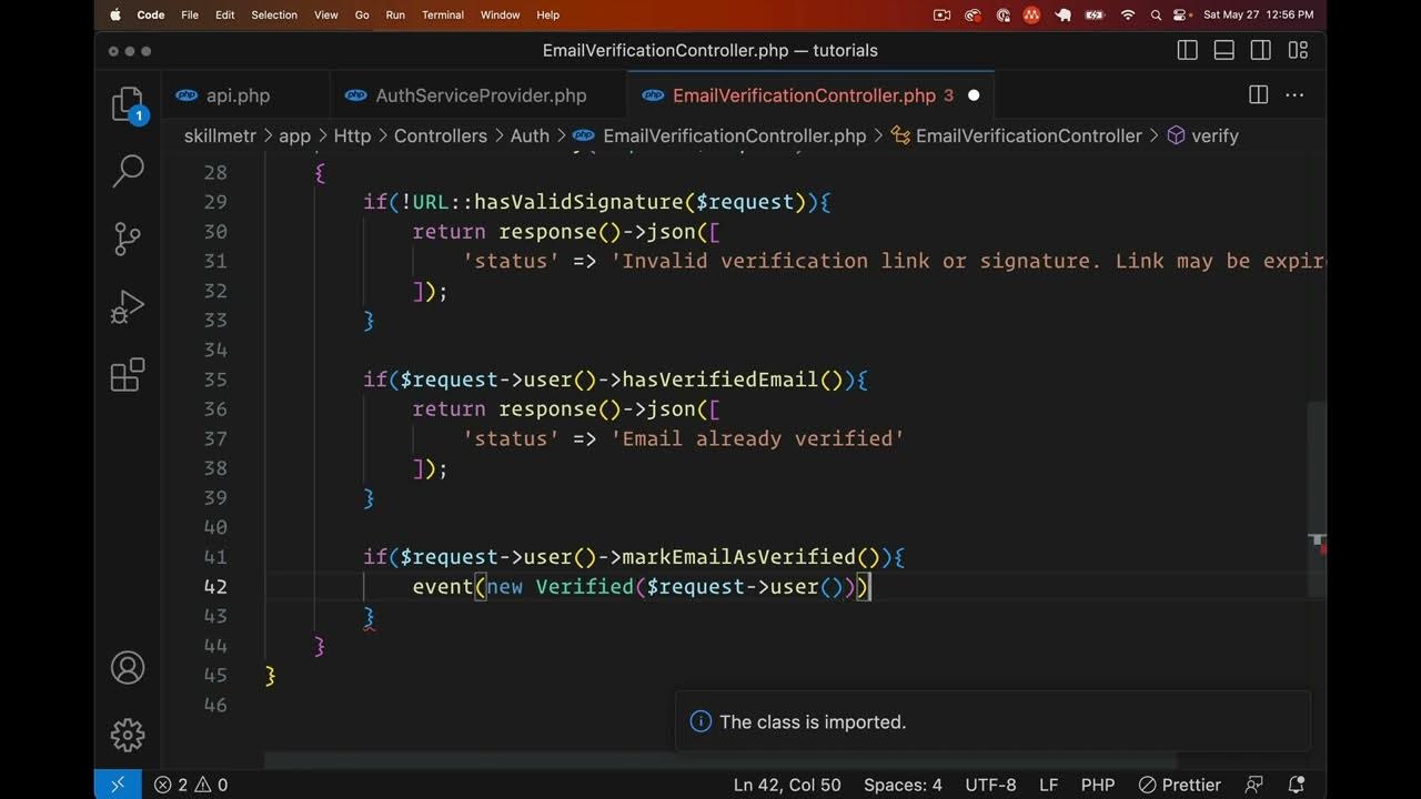 20. Verify user account: Laravel + Nuxt Udemy Clone - YouTube