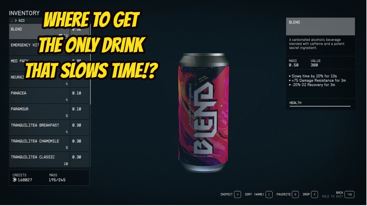 Starfield - How To Get BLEND, Drink That Slows Time + Best Chems In The ...