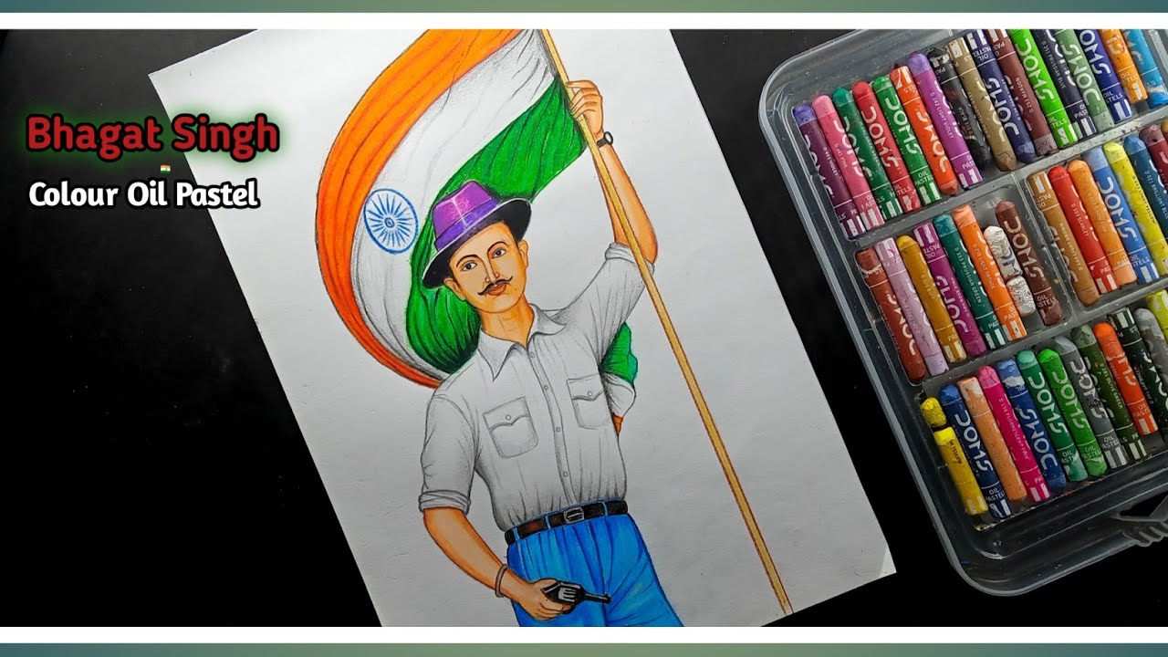 How to draw Bhagat Singh, Bhagat Singh Drawing step by step, Bhagat ...